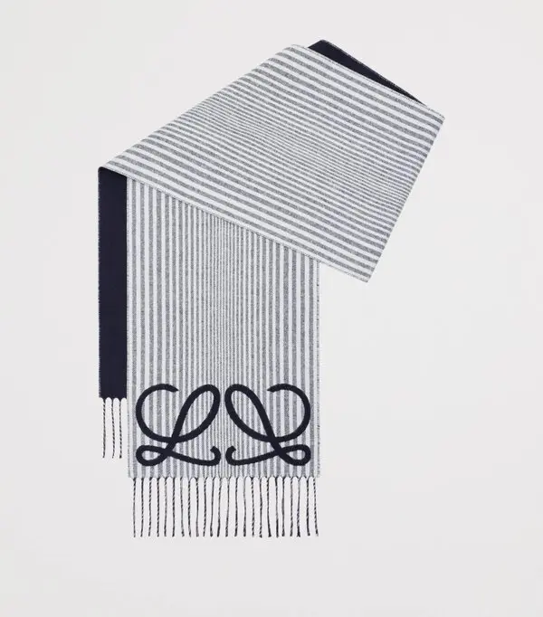 Loewe Silk-cashmere Logo Reversible Scarf