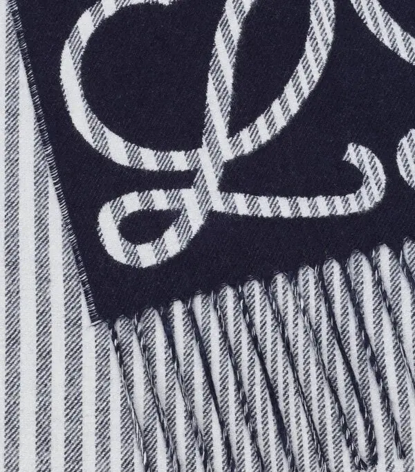 Loewe Silk-cashmere Logo Reversible Scarf