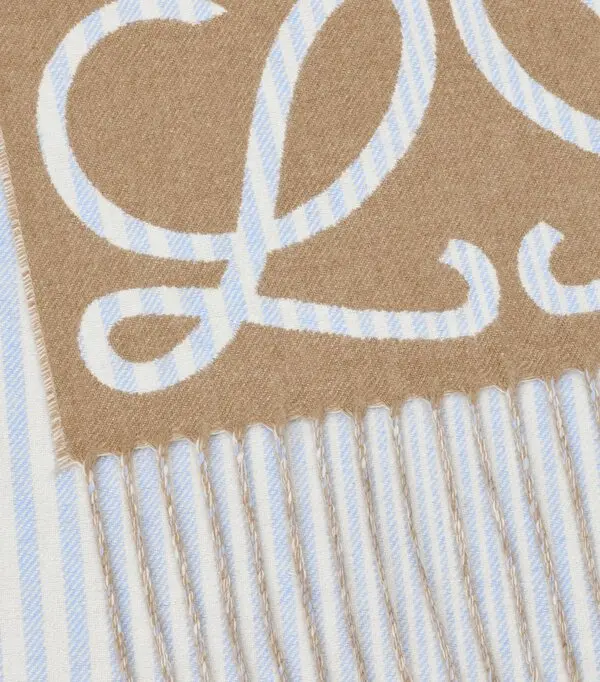 Loewe Silk-cashmere Logo Reversible Scarf