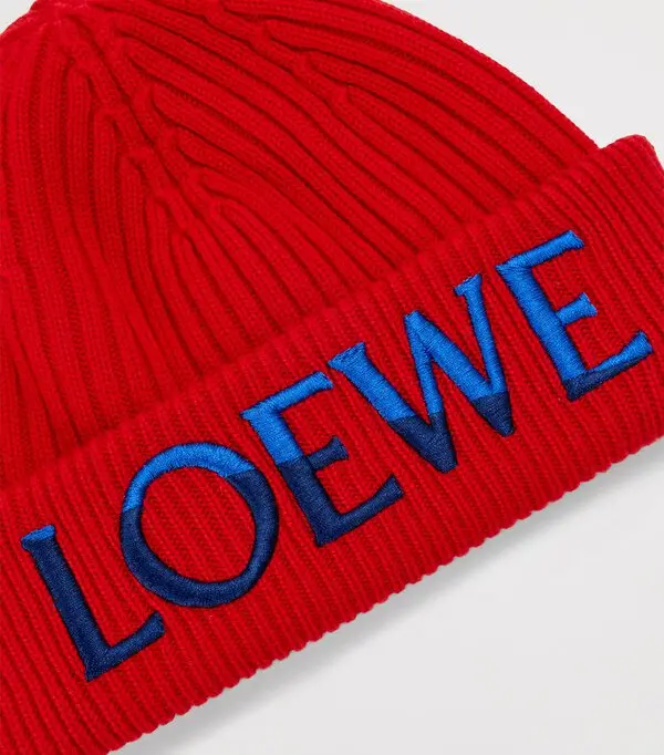 Loewe Wool Ribbed Logo Beanie