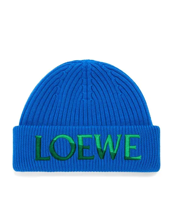 Loewe Wool Ribbed Logo Beanie