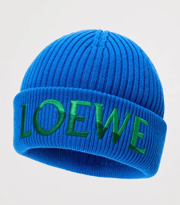 Loewe Wool Ribbed Logo Beanie