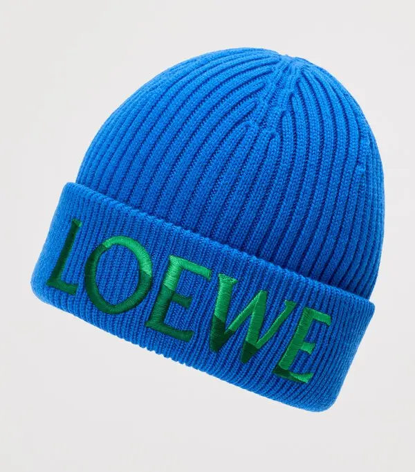 Loewe Wool Ribbed Logo Beanie