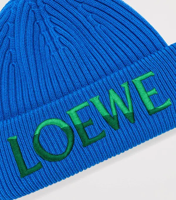 Loewe Wool Ribbed Logo Beanie