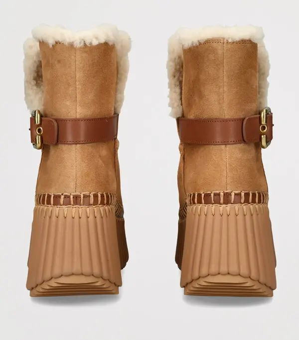 Chloé Suede-shearling Nama Ankle Boots 80