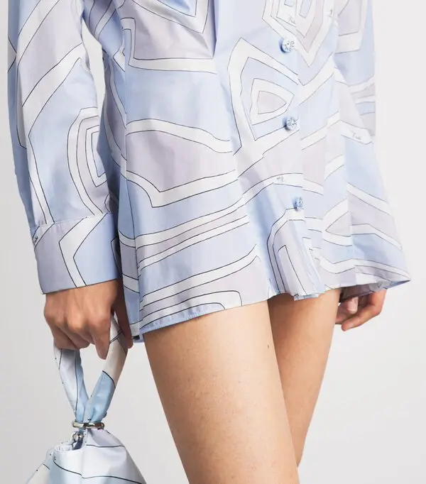 Emilio Pucci Cotton Print Tailored Shirt Dress