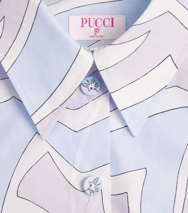 Emilio Pucci Cotton Print Tailored Shirt Dress