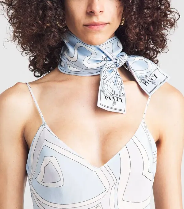 Emilio Pucci Silk Mixed Print Twill Scarf