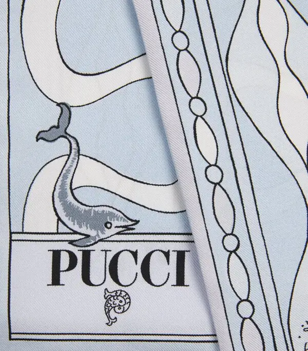 Emilio Pucci Silk Mixed Print Twill Scarf