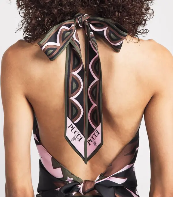 Emilio Pucci Silk Valdimontone Print Halterneck Blouse