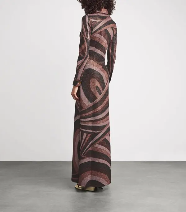 Emilio Pucci Lurex Jersey Iride Print Maxi Dress
