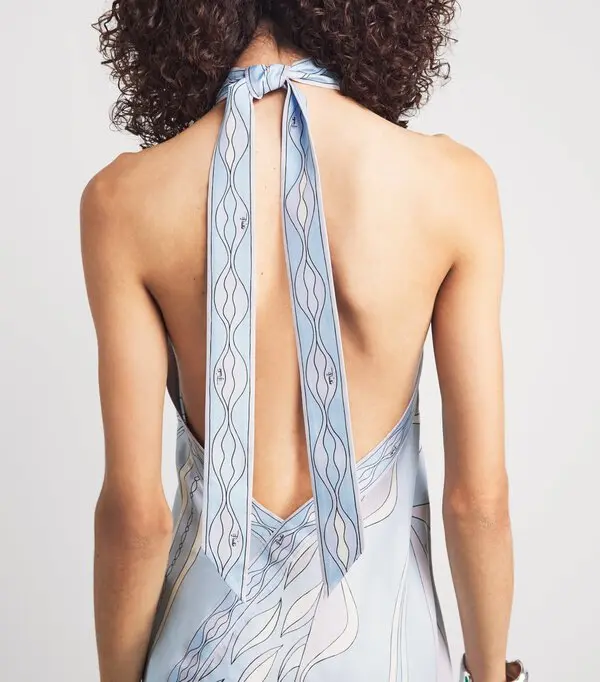 Emilio Pucci Silk Print Asymmetric Hem Midi Dress