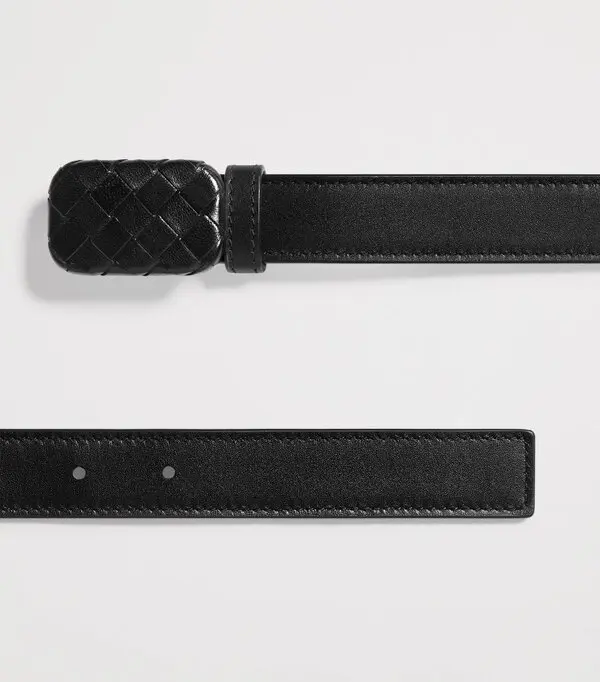 Bottega Veneta Leather Intrecciato Plate Belt