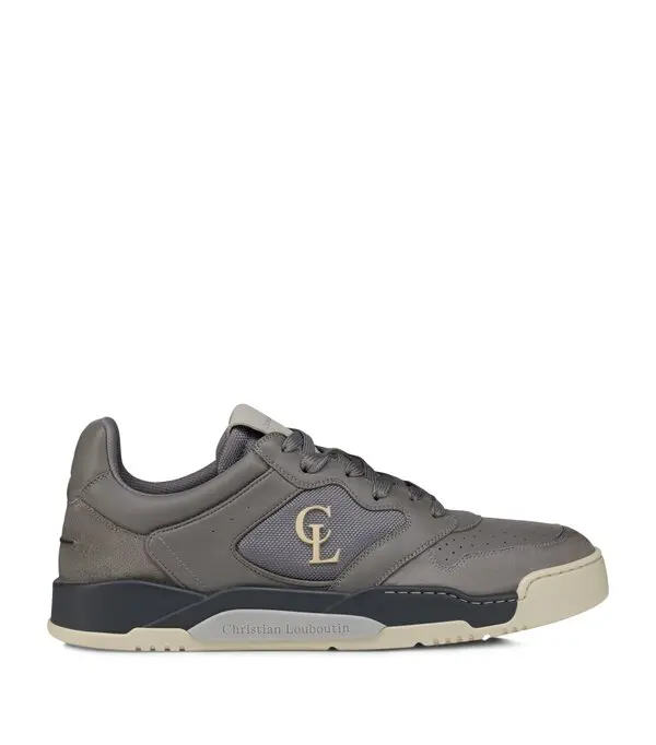 CHRISTIAN LOUBOUTIN Bsktball 1 Retero Leather Trainers - Grey