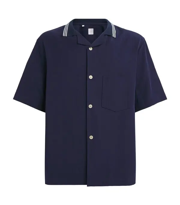 Eleventy Stripe-collar Bowling Shirt