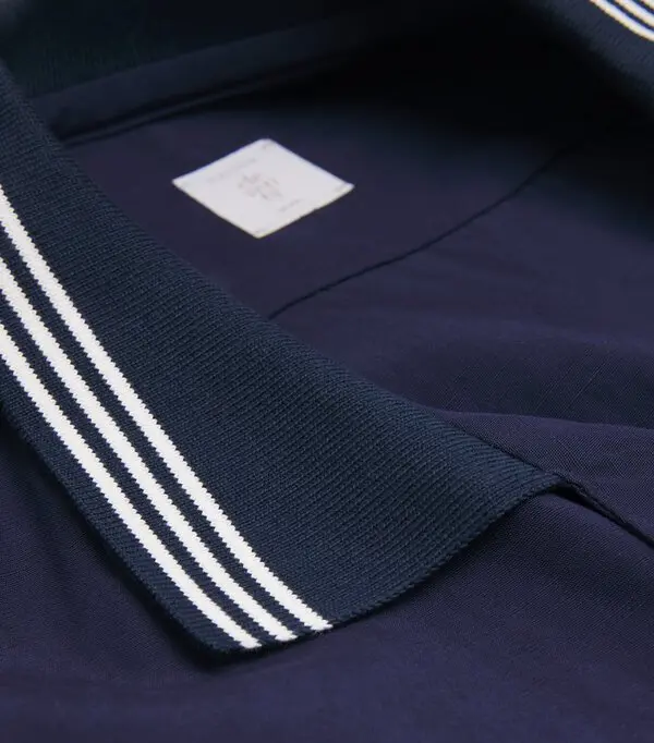 Eleventy Stripe-collar Bowling Shirt