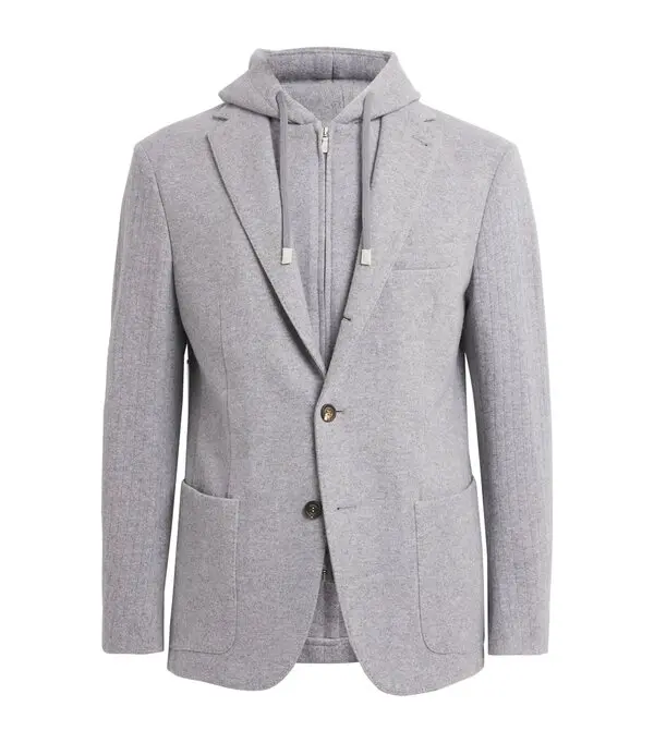 Eleventy Wool-cashmere Hooded Blazer