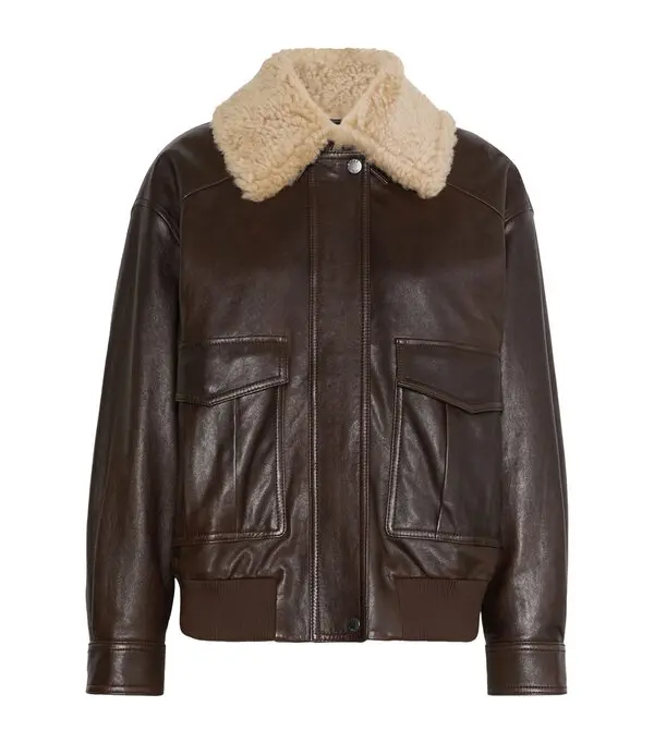 Max Mara Leather Fur-trim Jacket
