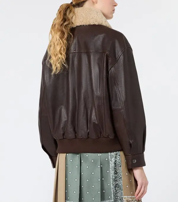 Max Mara Leather Fur-trim Jacket