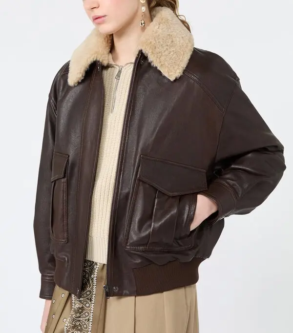 Max Mara Leather Fur-trim Jacket
