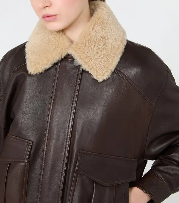 Max Mara Leather Fur-trim Jacket