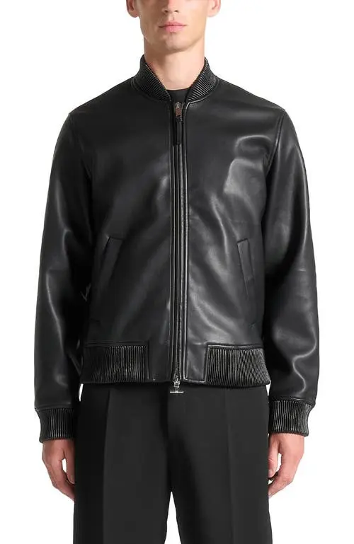 Manière De Voir Leather Bomber Jacket