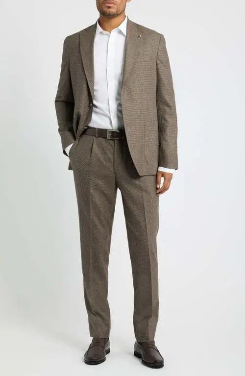 JACK VICTOR Irving Wool Tic Weave Suit - Brown