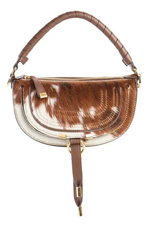 Chloé Marcie Genuine Calf Hair Shoulder Bag - Chocolate