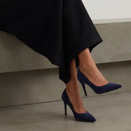 AMIE RAFA Noreen 90mm Suede Pumps - Navy Suede