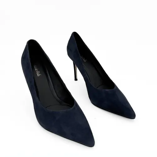 AMIE RAFA Noreen 90mm Suede Pumps - Navy Suede