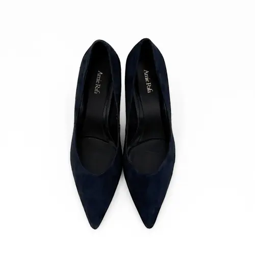 AMIE RAFA Noreen 90mm Suede Pumps - Navy Suede