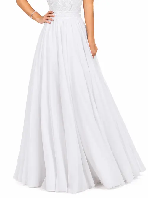LARA NEW YORK Beaded Faux-wrap V-neck Bridal Gown - Ivory