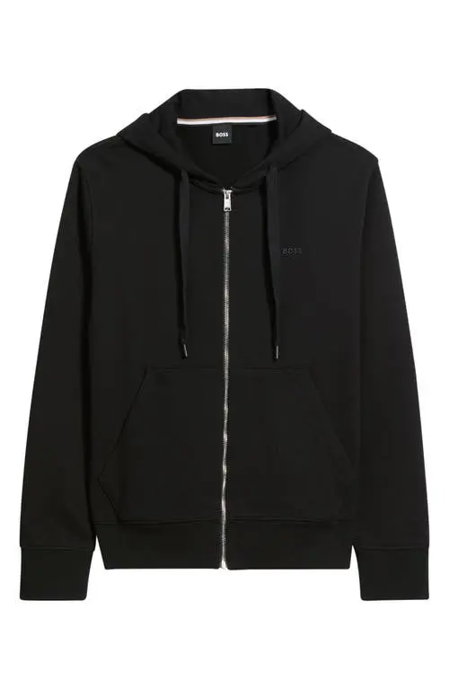 BOSS Spence Cotton French Terry Zip Hoodie - Black