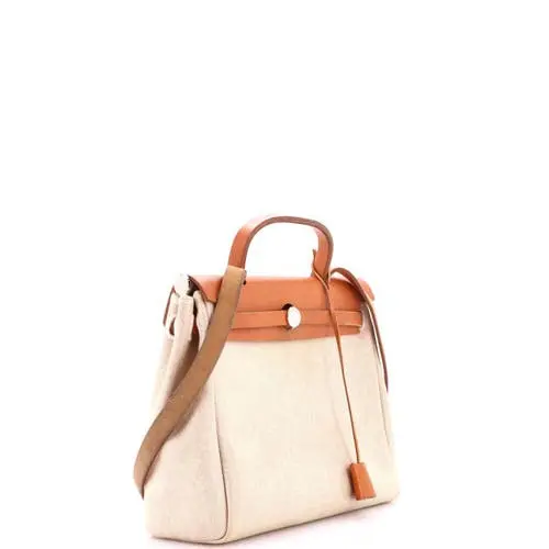 Hermès Herbag Toile And Leather Pm - White