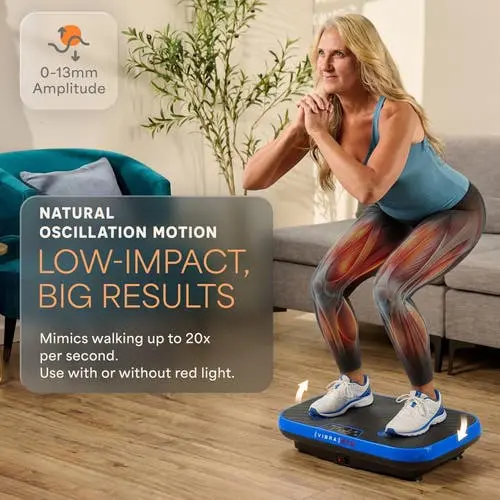 LIFEPRO Vibrared Vibration Plate With Red Light 99 Speeds & Resistance Bands - Blue