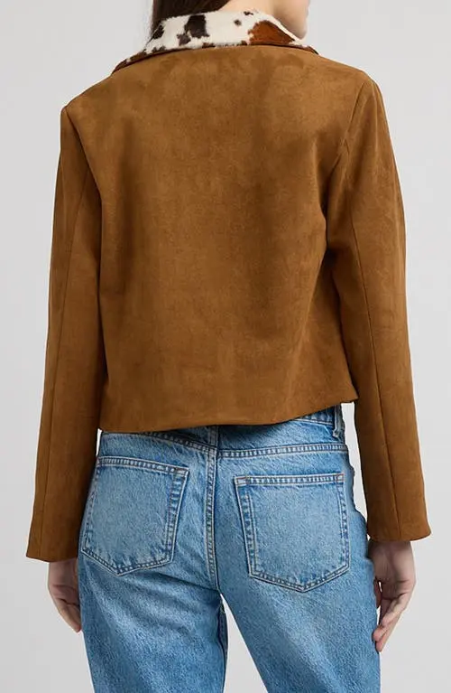 EN SAISON Yumi Faux Suede Jacket With Faux Fur Collar