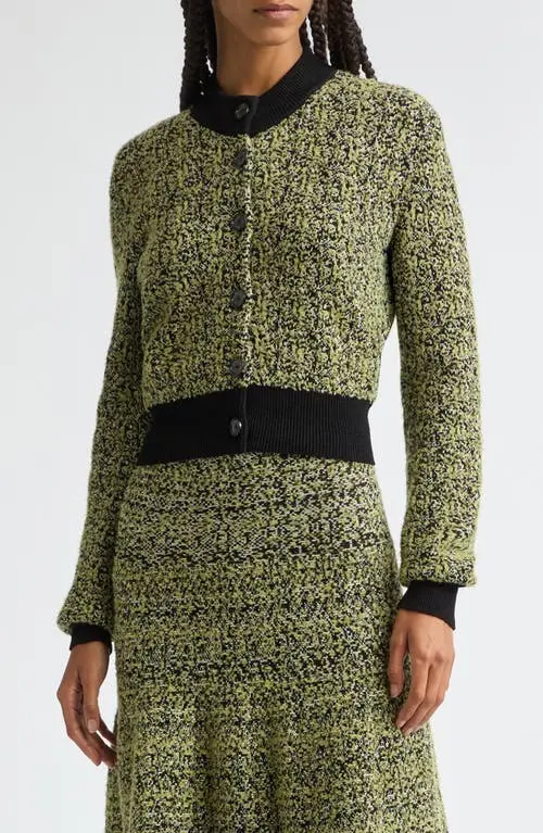 Brandon Maxwell Aubrey Shrunken Jacquard Cardigan