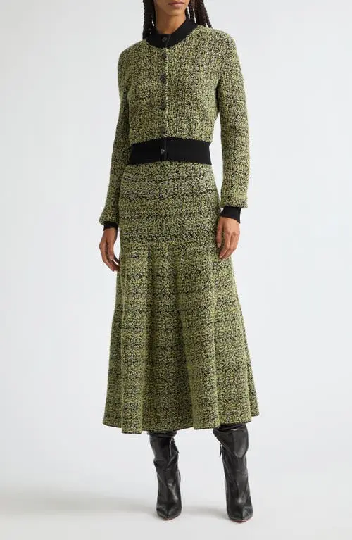 Brandon Maxwell Aubrey Shrunken Jacquard Cardigan