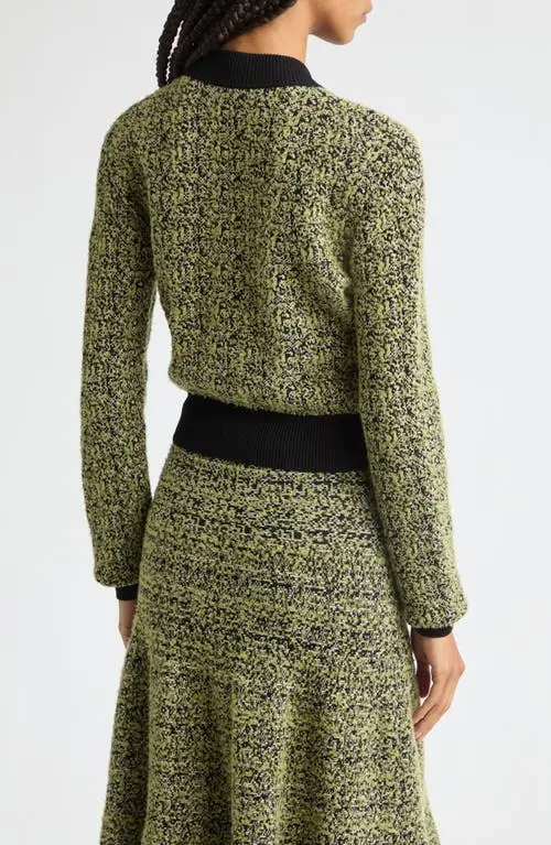 Brandon Maxwell Aubrey Shrunken Jacquard Cardigan