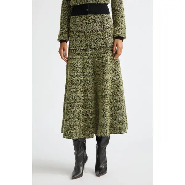 Brandon Maxwell The Miller Jacquard Midi Sweater Skirt