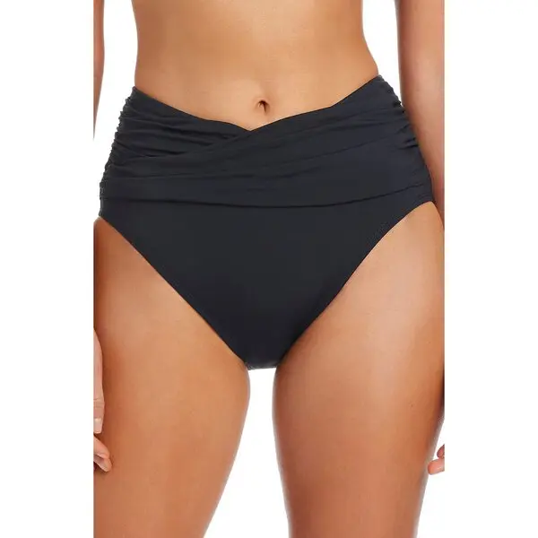 BLEU BY ROD BEATTIE High Waist V Sarong Bikini Bottoms - Black