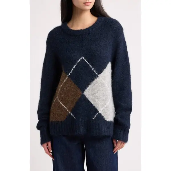 ICHI Ihbayana Crewneck Sweater - Total Eclipse Harlekin