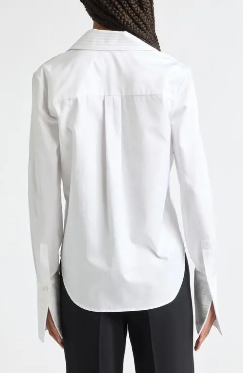 Brandon Maxwell The Inez Scarf Neck Cotton Tuxedo Button-up Shirt
