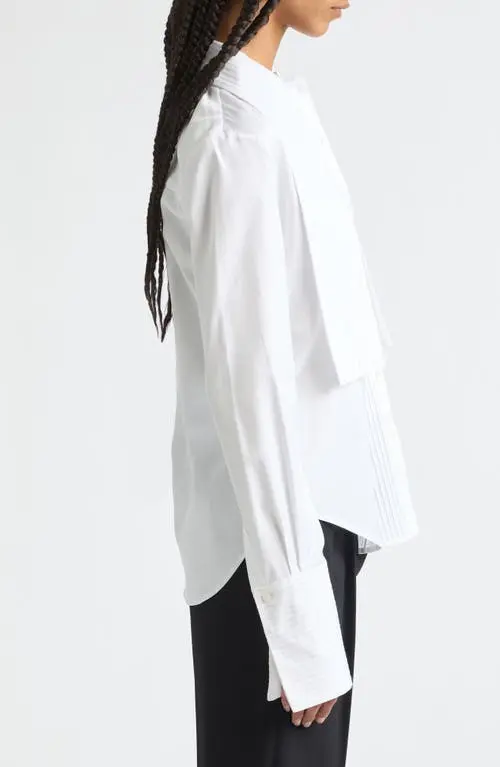 Brandon Maxwell The Inez Scarf Neck Cotton Tuxedo Button-up Shirt