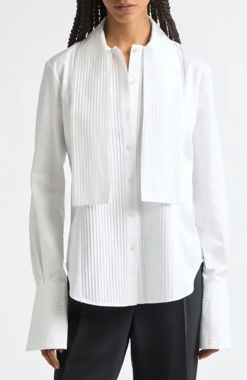 Brandon Maxwell The Inez Scarf Neck Cotton Tuxedo Button-up Shirt