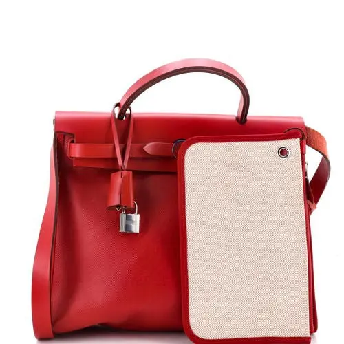 Hermès Herbag Zip Berline Vache Canvas And Leather 31