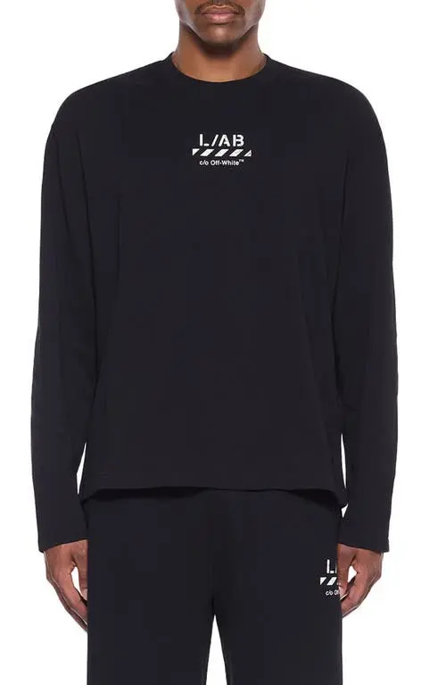 L/AB C/O OFF-WHITE Diag Cotton Graphic T-shirt - Black