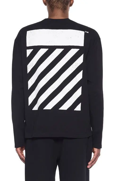 L/AB C/O OFF-WHITE Diag Cotton Graphic T-shirt - Black