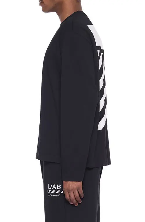 L/AB C/O OFF-WHITE Diag Cotton Graphic T-shirt - Black