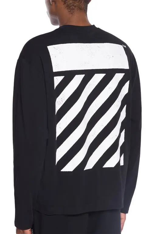 L/AB C/O OFF-WHITE Diag Cotton Graphic T-shirt - Black